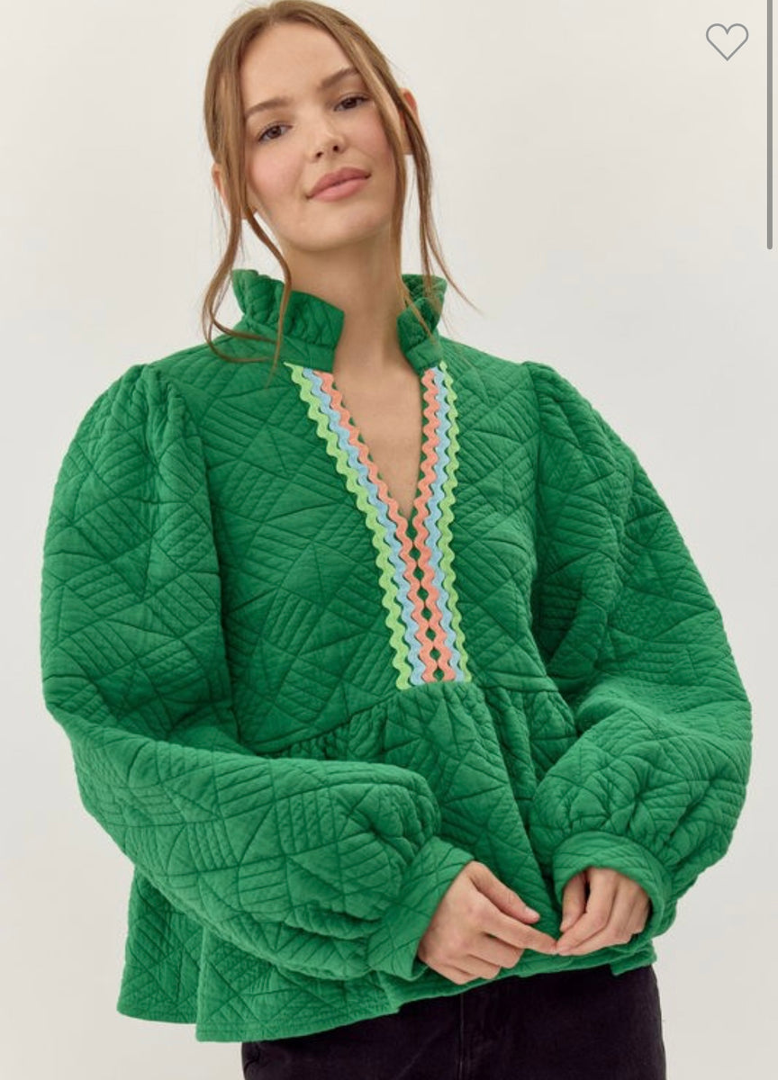 Green Quilted Ric Rac Sweater – Chilton Avenue