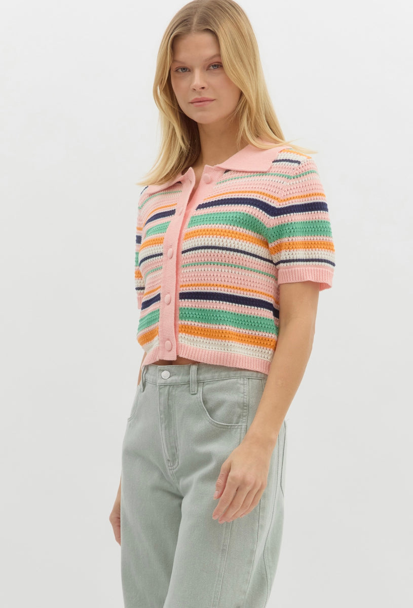 Peach Striped Crochet Top – Chilton Avenue