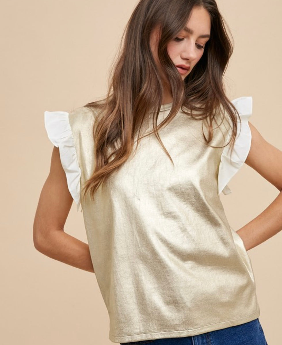 Gold Ruffle Top – Chilton Avenue