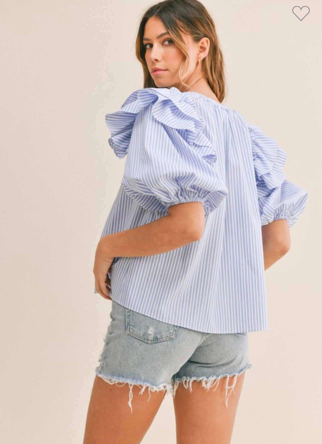 Blue Striped Ruffle Top – Chilton Avenue